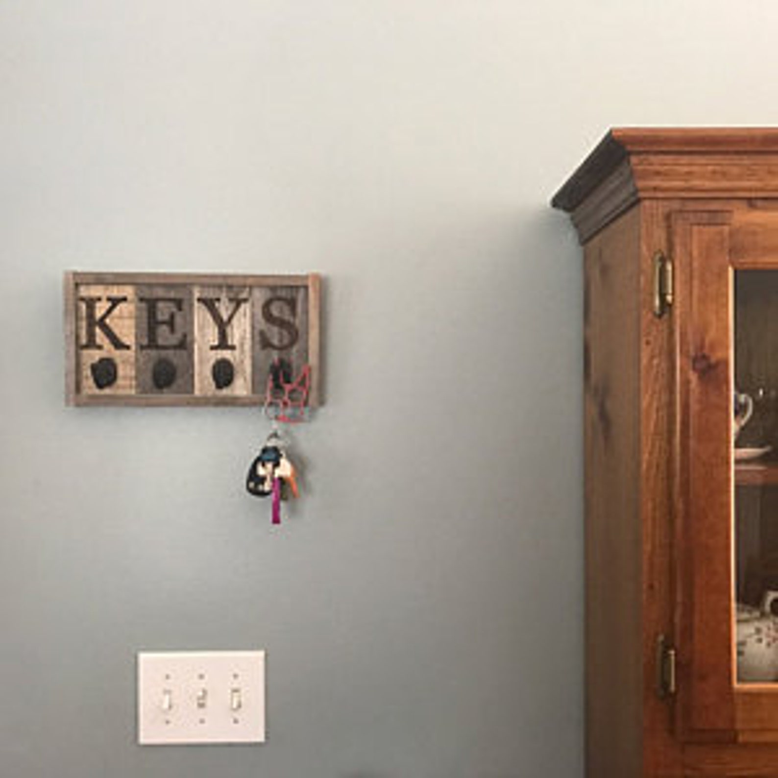 Rustic Wall Mounted Key Hook Rack Wooden Key Chain Holder - Etsy