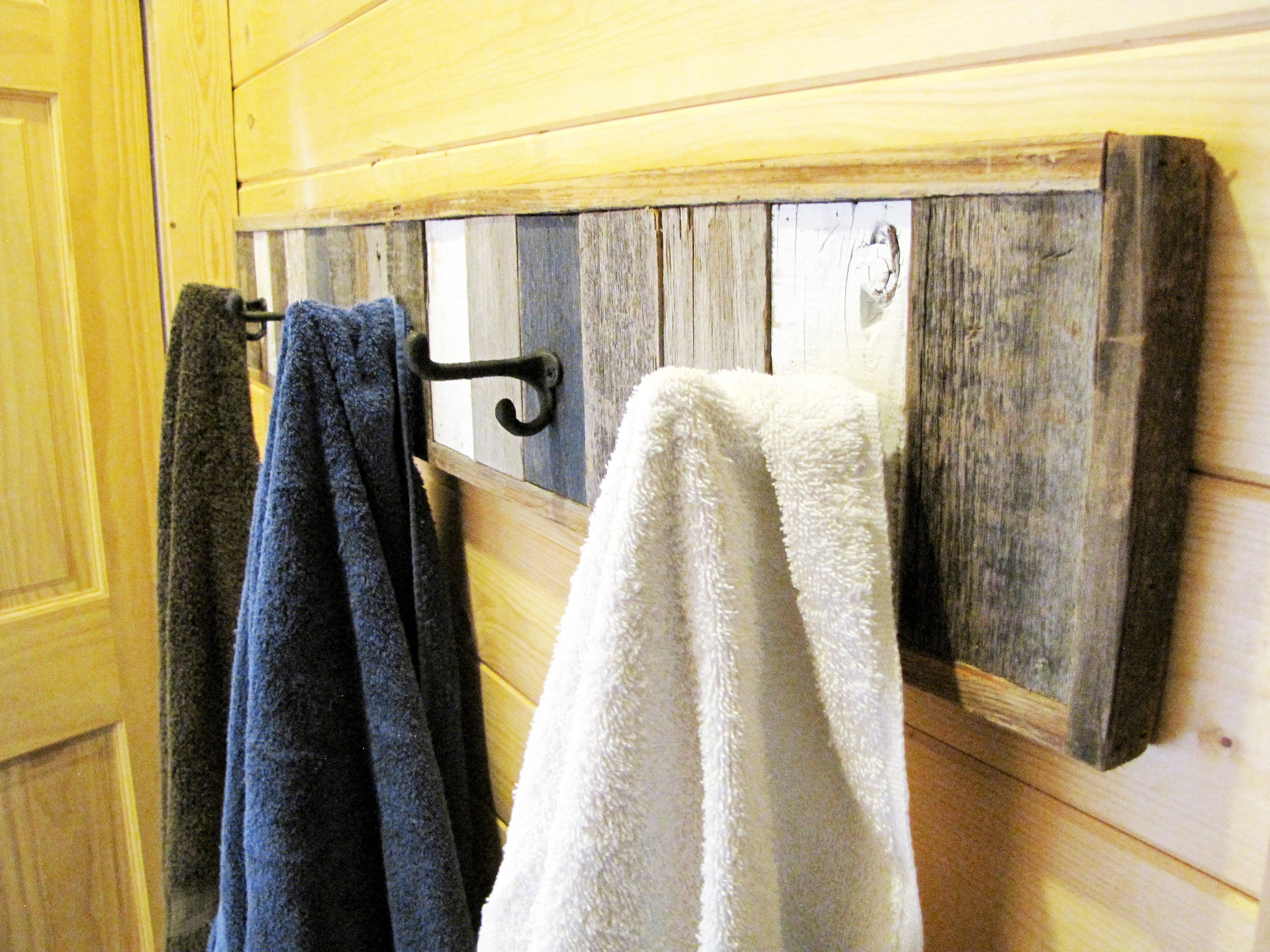 47 5 Hook Rustic Reclaimed Wood Wall Mounted Towel Rack - Etsy