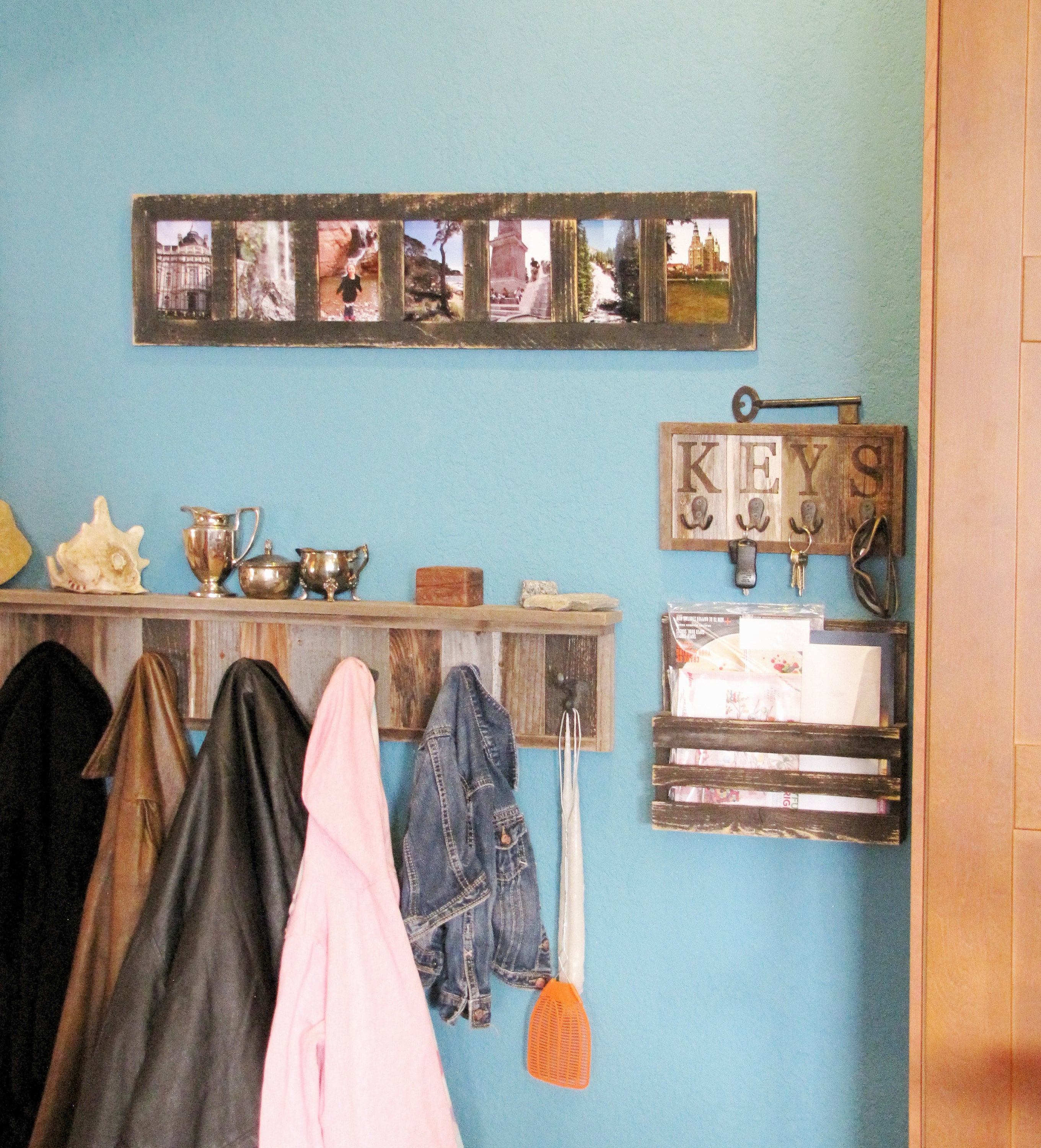 Rustic Wall Mounted Key Hook Rack Wooden Key Chain Holder - Etsy