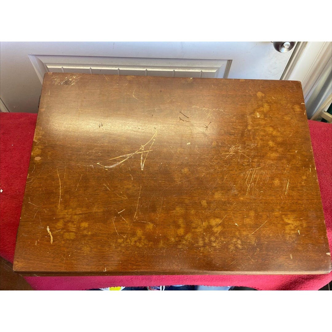 Singer Wood Table Top With Cover Sewing Machine Cabinet Part Mid ...