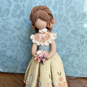 Vintage Gifina Faceless Girl Figurine Dominican Dress on Wood Base ...