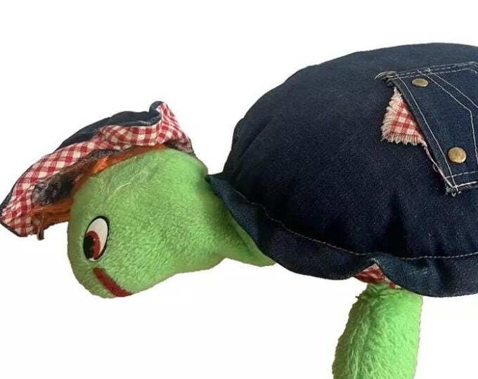Vintage Knickerbocker Animals of Distinction Turtle Plush Stuffed Denim ...