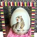 Vintage Tiger Hand Painted Egg Shell in Rainbow Clear Display Case 3.75 ...