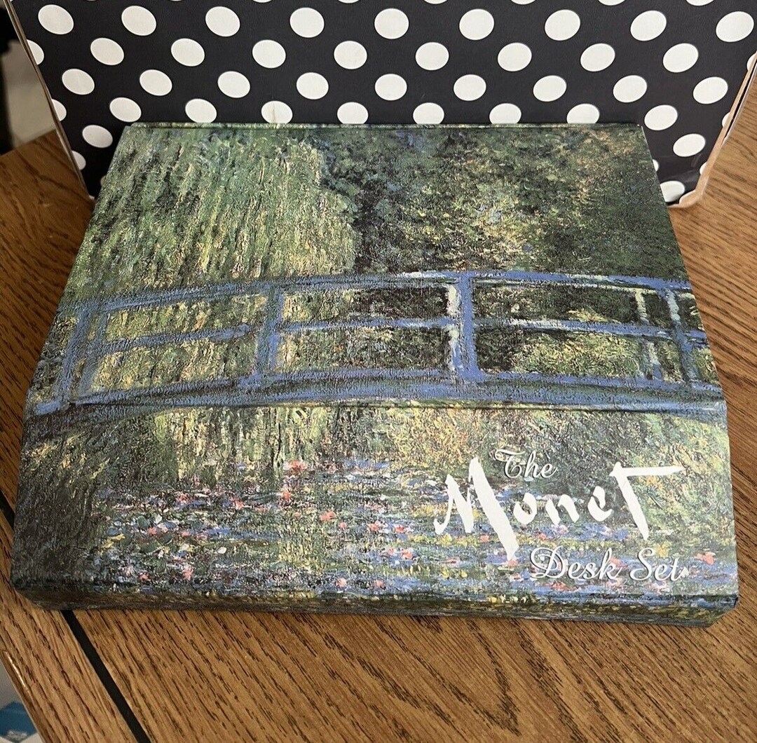 VTG 1998 the Monet Art Stationery Desk Set Paper Pen Card Holder ...