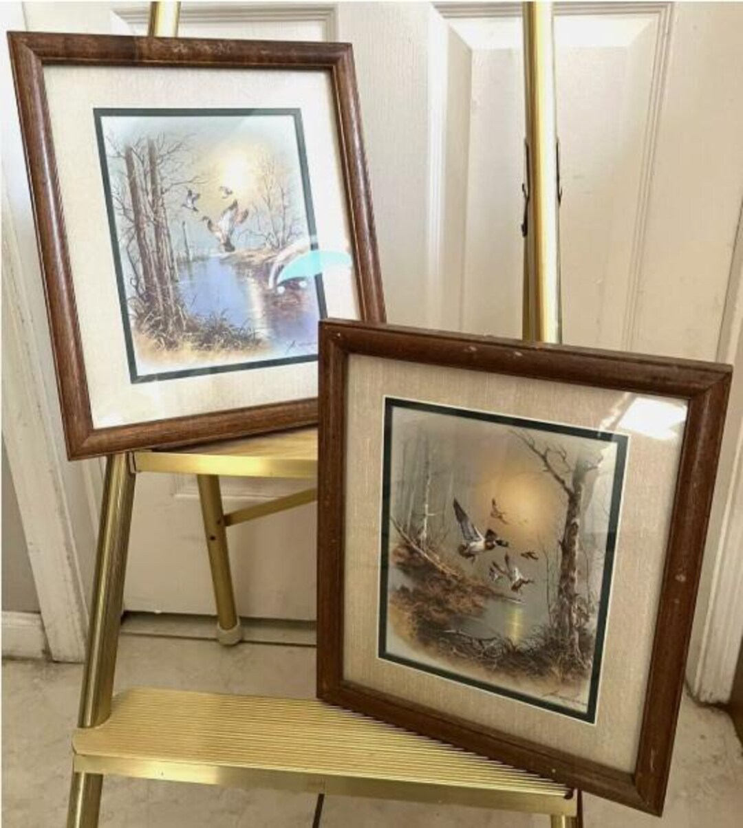 Vtg Andres Orpinas Prints "flying Ducks" Double Matted Framed Signed 13 ...