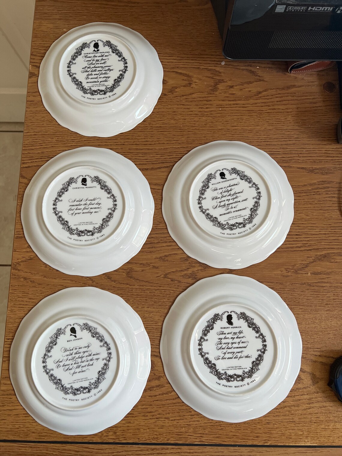 Set 5the Poetry Society 1982 Collector Plates Porcelain - Etsy