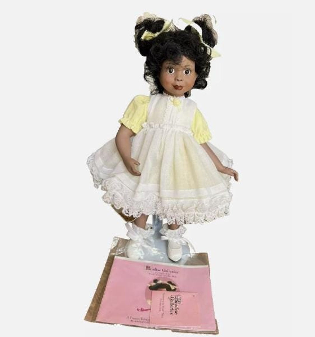Vtg Paradise Galleries 14" Porcelain African-american Nicole Doll Stand ...