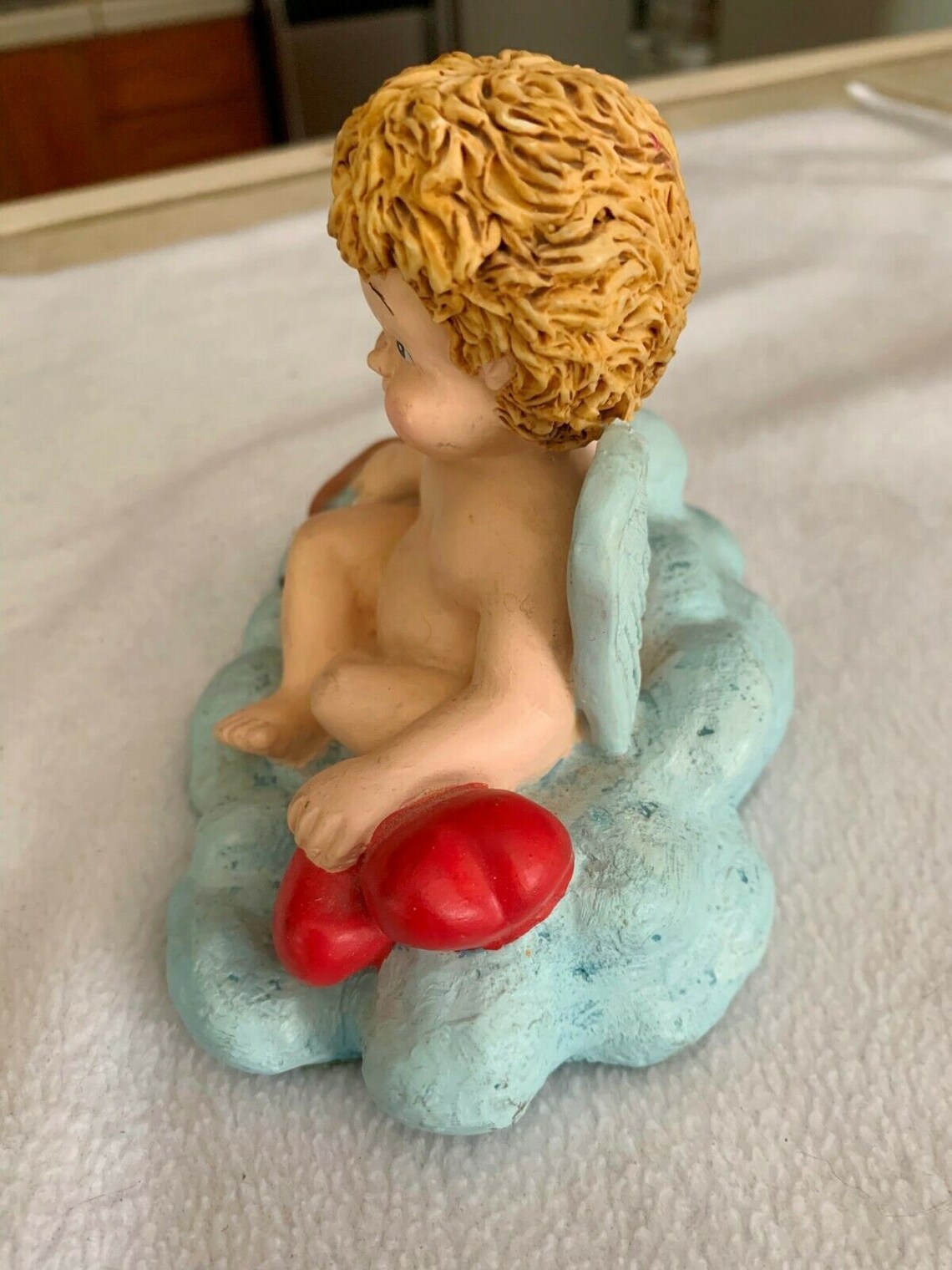 Vintage Resin Angel Cherub Sitting on Cloud With Hearts and | Etsy