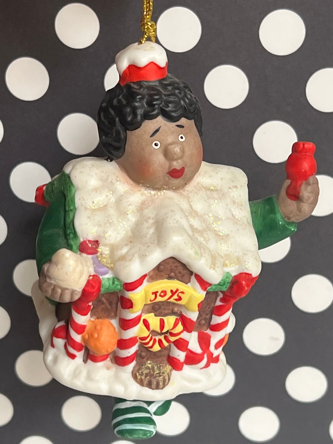 Vintage African American Lady Toy House Christmas Ornament Bell 4 ...