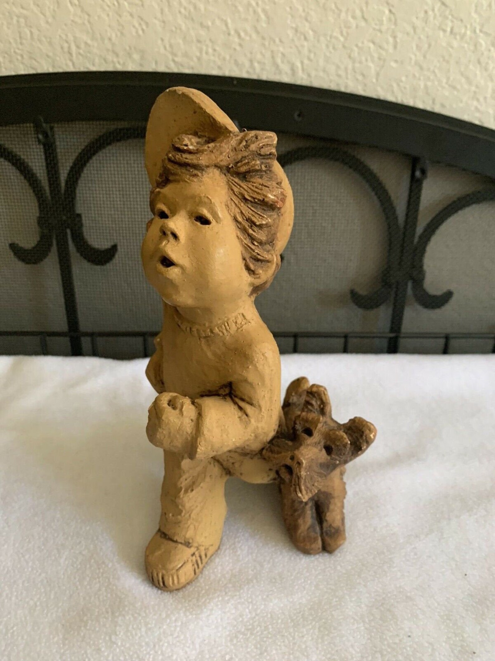Vintage LEE BORTIN Originals "boy With Dog" CLAY Figurine Collectible ...