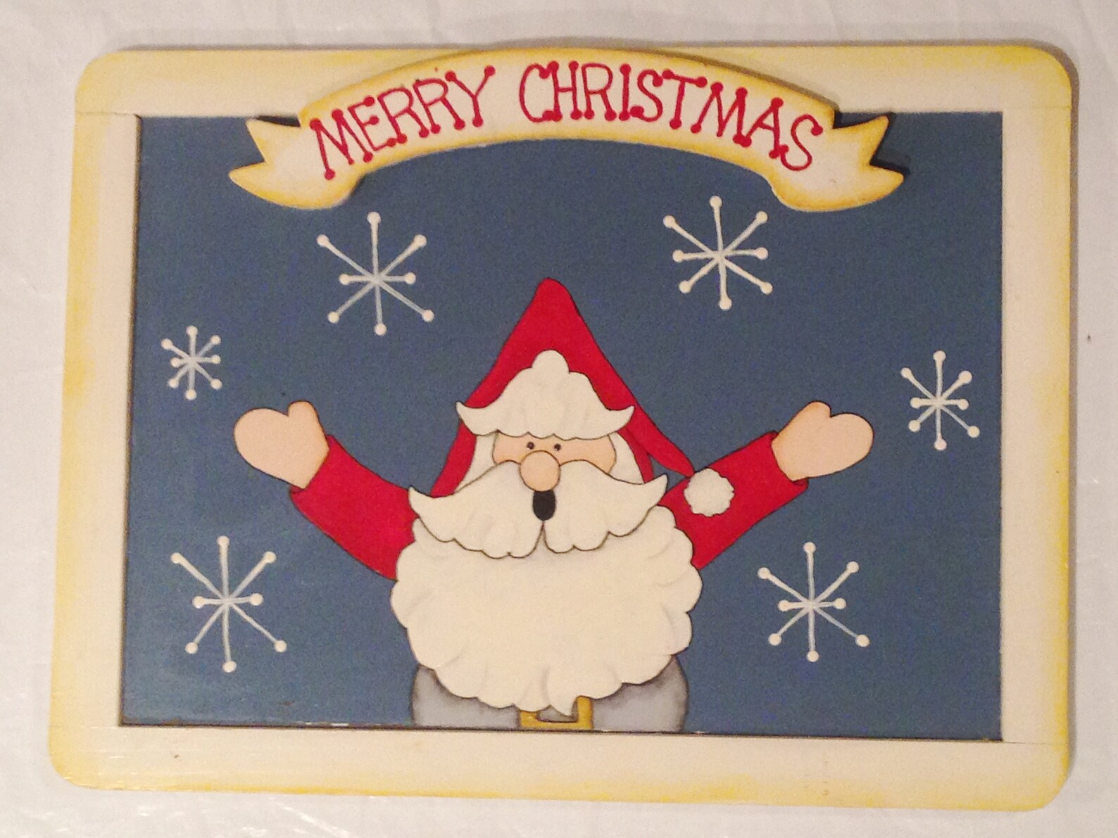 Wood Merry Christmas Sign With Santa-toll Painted-signed on Back - Etsy