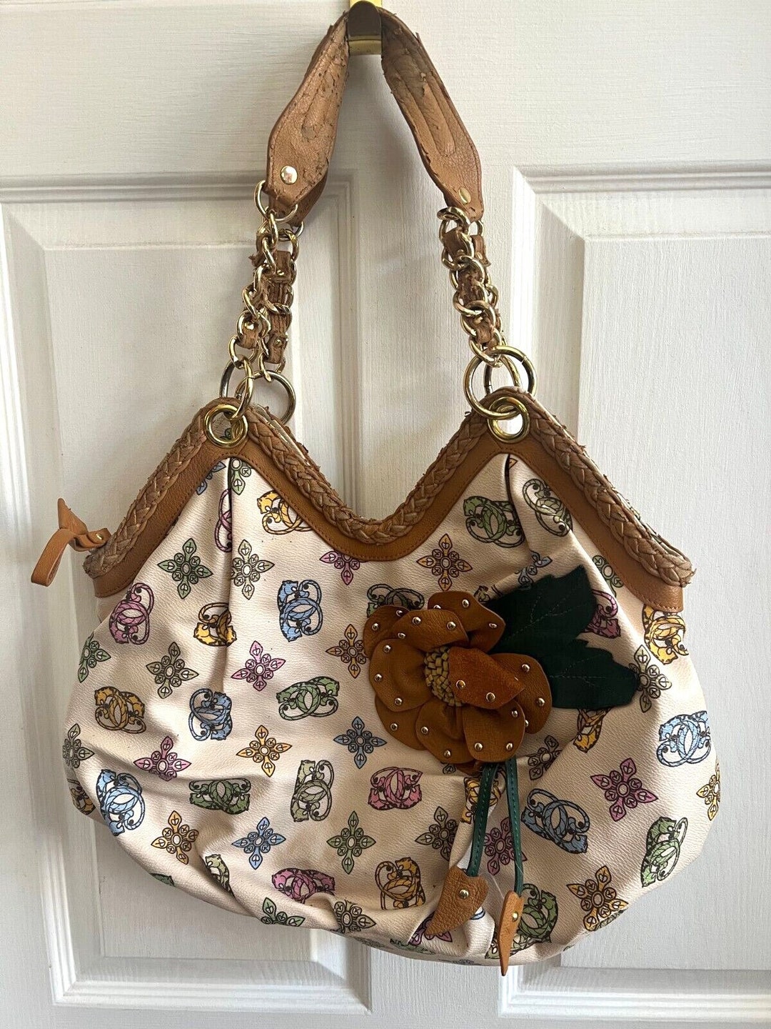 Vintage Orig SHARIF 1827 Rare Large Beige Shoulder Tote Bag Animal ...