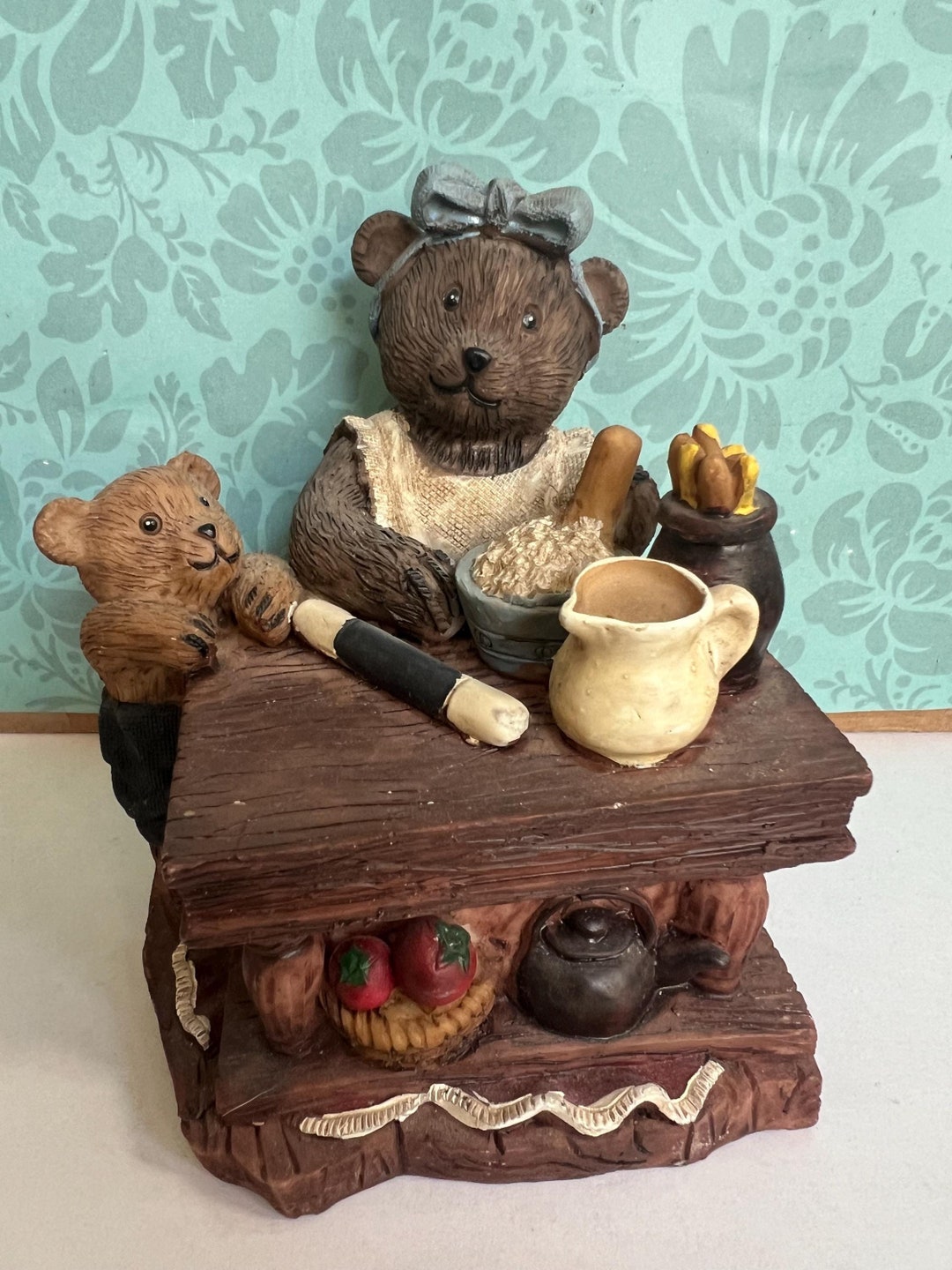 Vintage M.V.P. Designs Poly Bears Playing Mother /son Bear Baking Resin ...