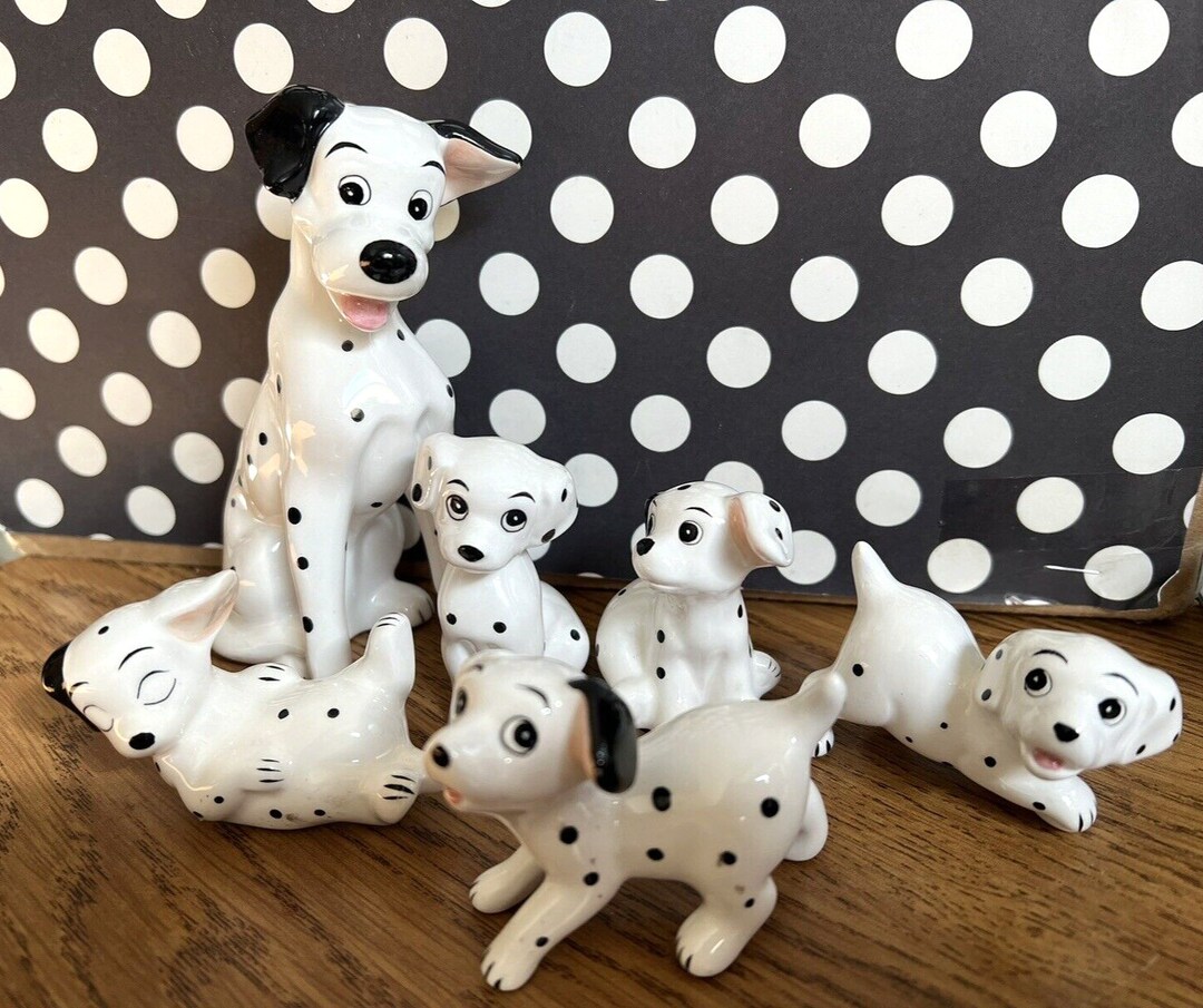 Vtg Walt Disney China 101 Dalmations Set of 6 Ceramic Pongo & Puppy ...