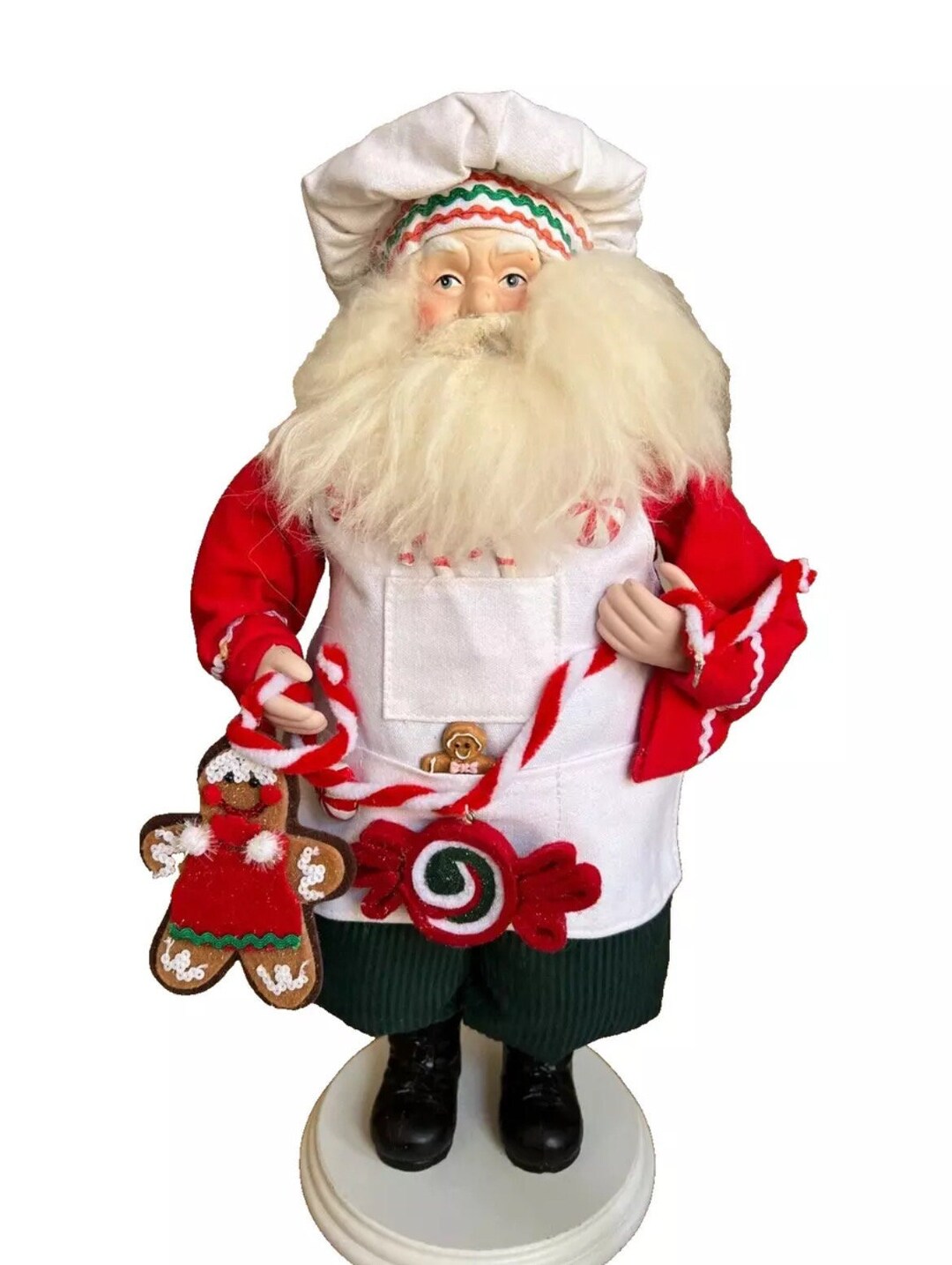 Vintage 18" Porcelain Baker/chef Santa Clause Doll on Stand-gingerbread ...