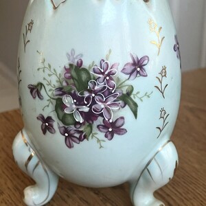 Vintage 6.25 Japanese Cracked Egg 3 Footed Vase Floral Rose Design Gold ...