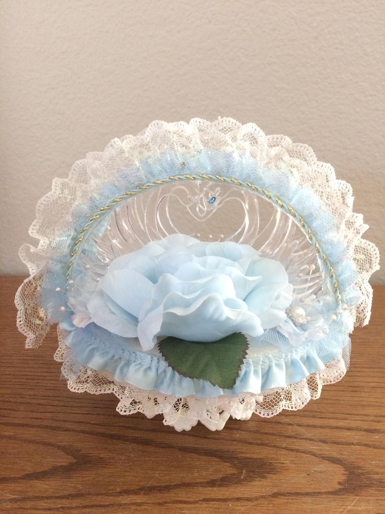 Vintage Light Blue Floral & Lace Wedding Cake Topper Hand Made | Etsy