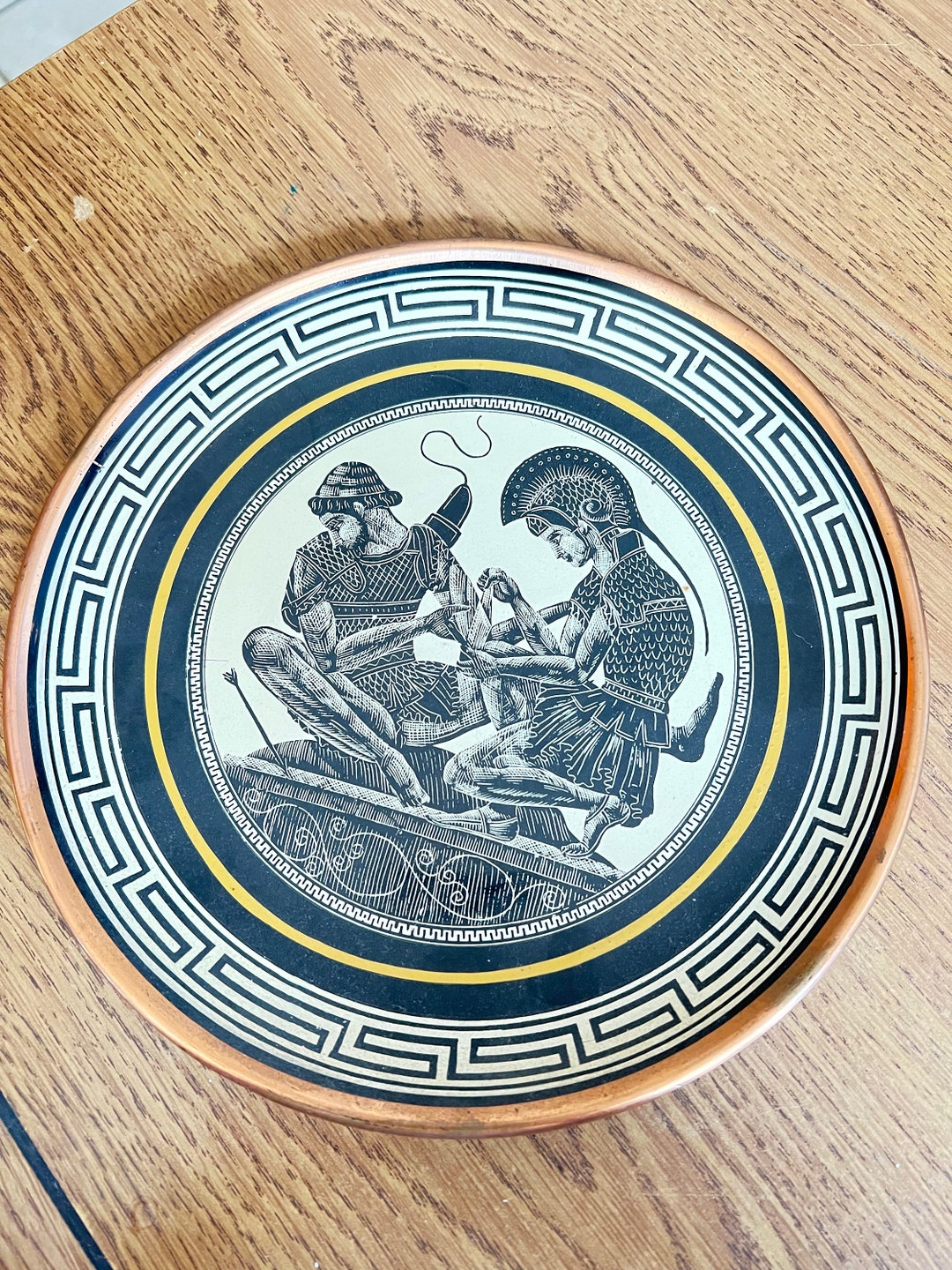 Vintage Greek Copper Enamel Decorative Plate Number 22 8.5 Diameter ...