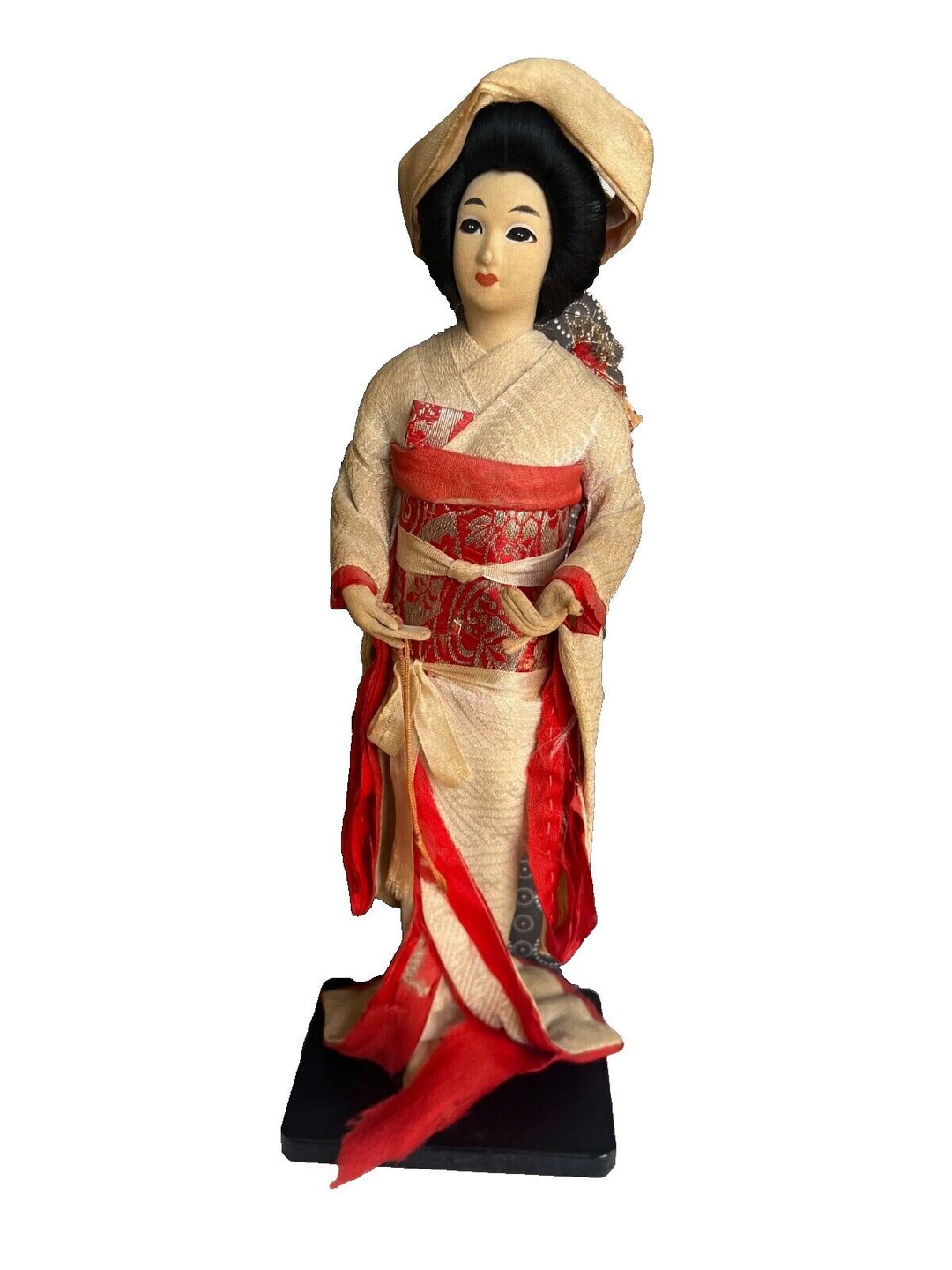 VINTAGE Old 14 Japanese Geisha Figure Doll on Stand Cloth Doll Lobster ...