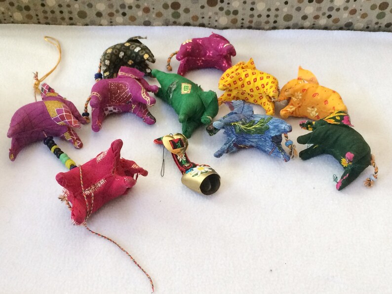 Vintage Lot 10 Fabric & Cloth Elephants Toran India - Etsy