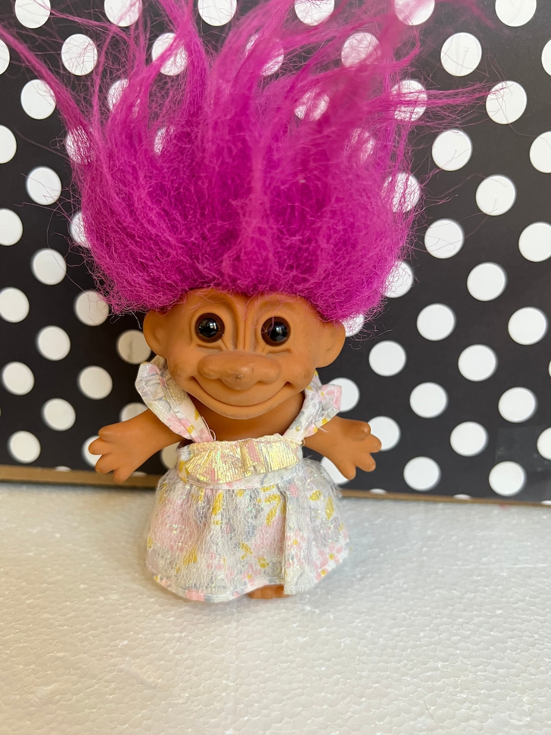 Vintage 4" Russ Troll Doll Baby Purple Hair Brown Eyes Pink Dress - Etsy