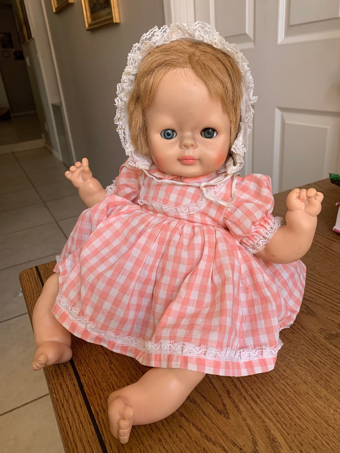 Vintage 1968 Vogue Baby Doll, Pink Checkered Dress (16") - Etsy