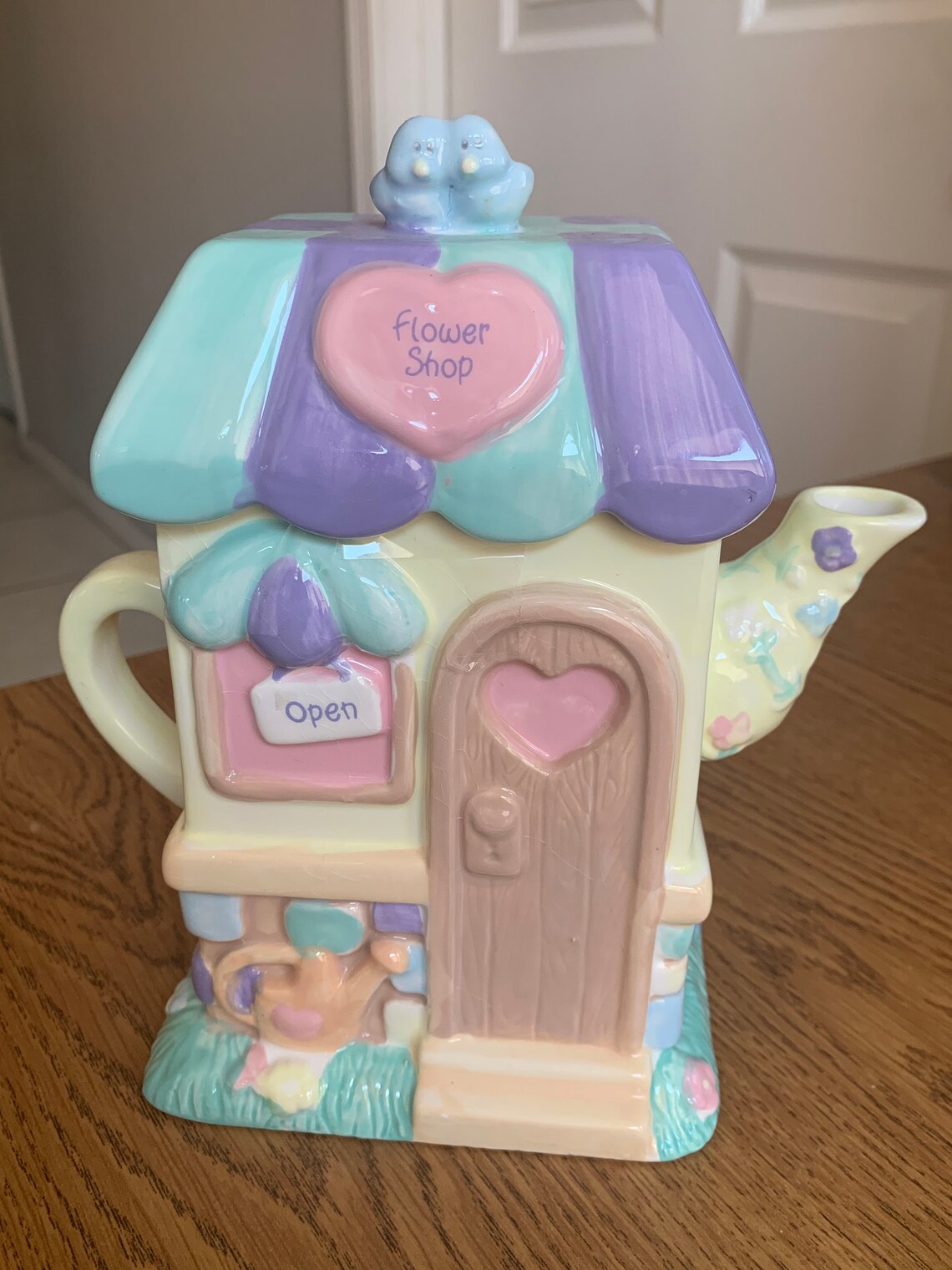 Vintage Precious Moments Flower Shop Teapot Houston Harvest - Etsy