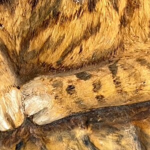 Vintage 1986 Hand Crafted 3D Bobcat Wood Carving on Tree Slab Signed ...