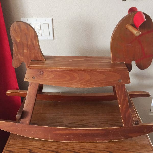 Antique Painted Wood Rocking Horse - Etsy