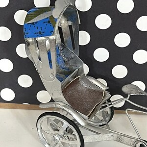 Vtg 5.5"x 5.5" Tin Metal Handmade Rickshaw Bicycle Decor Miniature ...