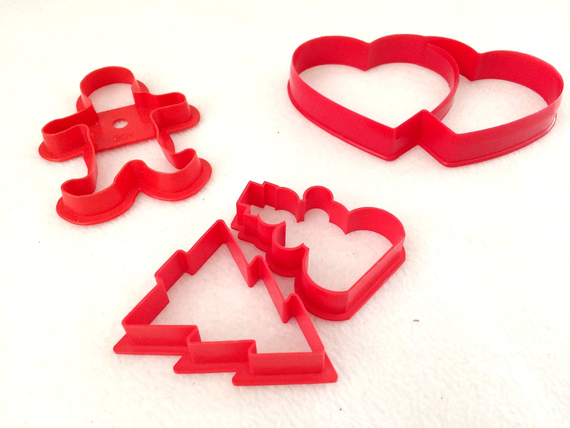 Vintage Red Plastic Holiday Cookie Cutters Christmas Tree - Etsy