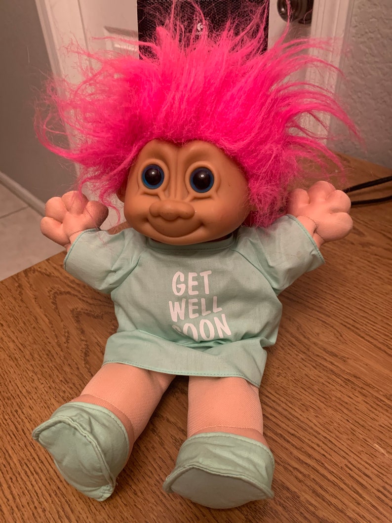 Russ Berrie Pink Hair Get Well Soon Troll Baby Doll Plush - Etsy