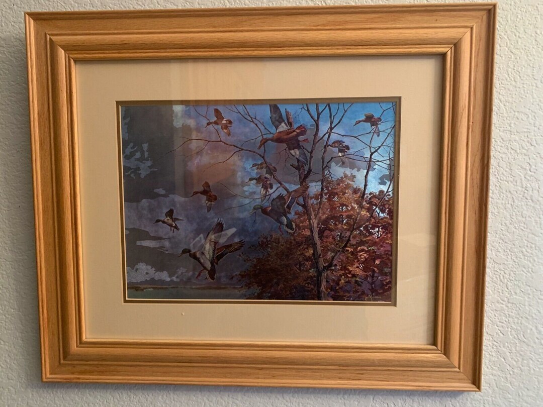 Vintage Large Framed Matted1970's David Maass Dropping in Color Foil ...