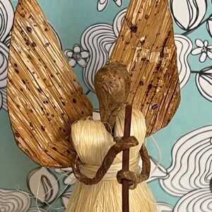 Vintage 6 1/4" Faceless Corn Husk Bamboo Winged Angel Ornament - Etsy