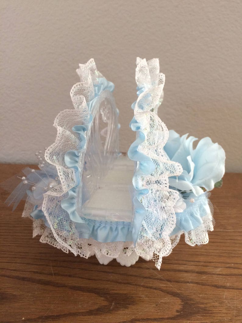 Vintage Light Blue Floral & Lace Wedding Cake Topper Hand Made | Etsy