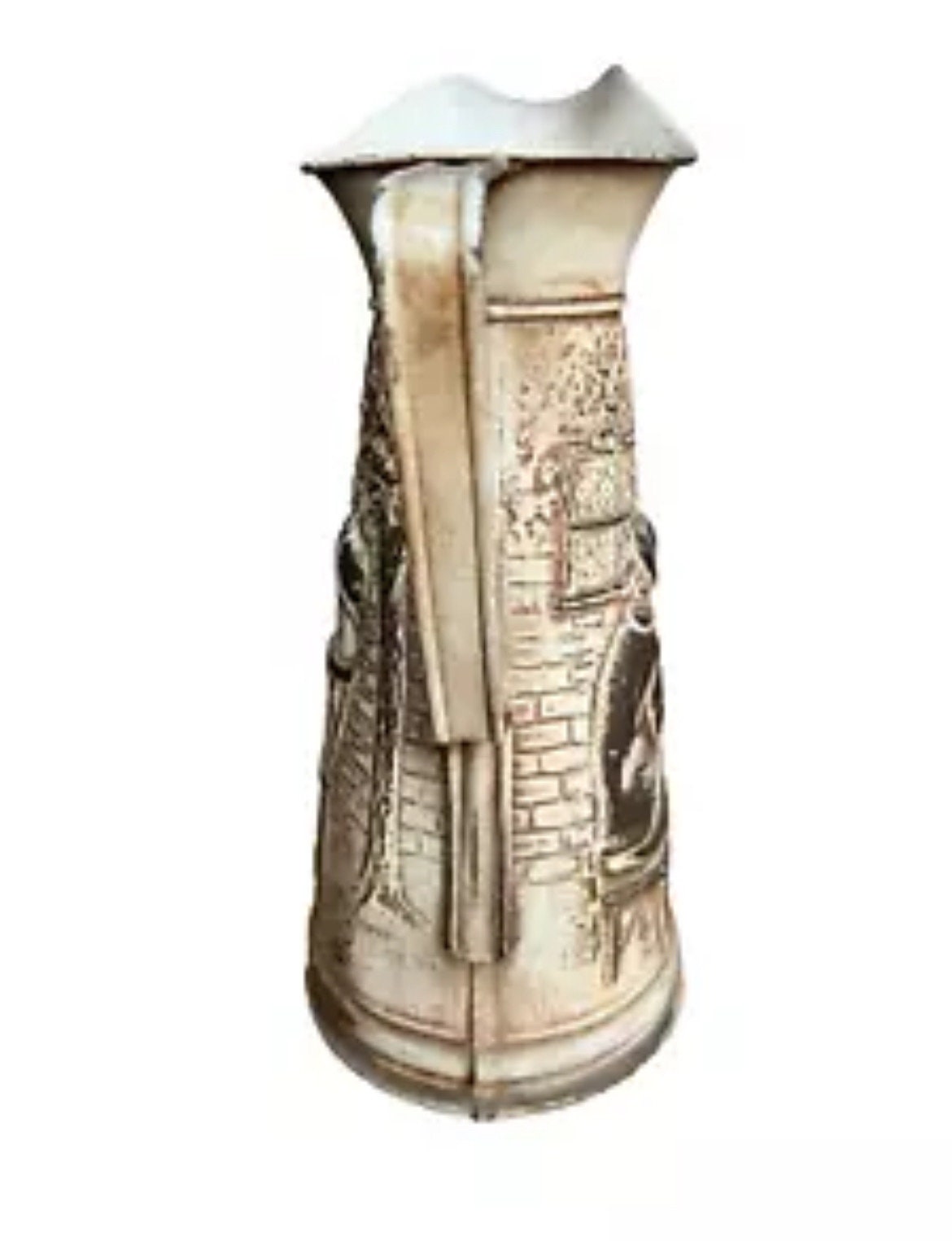 Vintage Tin/metal Pitcher 3D Embossed Made England English Pub Scene 10 ...