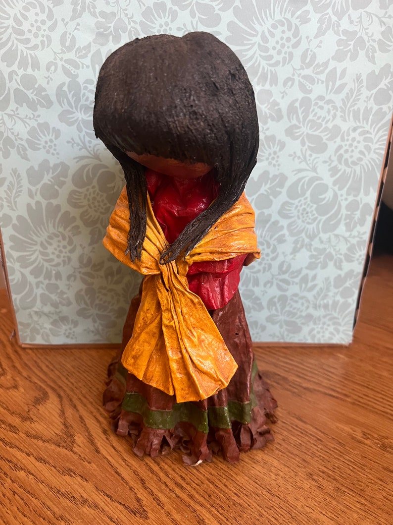 Vtg Faceless Mother & Baby Native American Paper Mache Doll 9.5" T ...