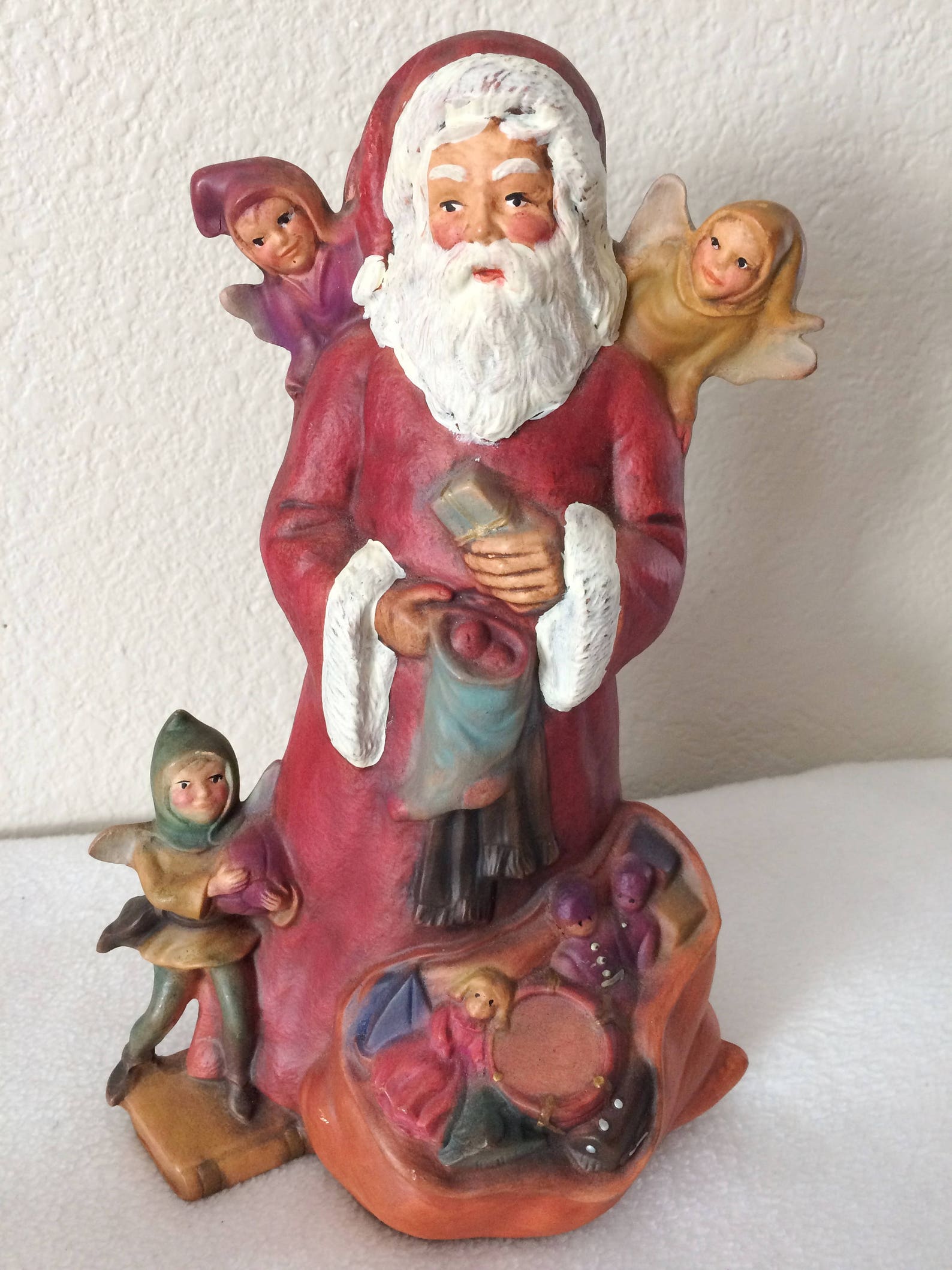 Vintage Santa With Elves Figurine: Collectible Ceramic Christmas Decor ...