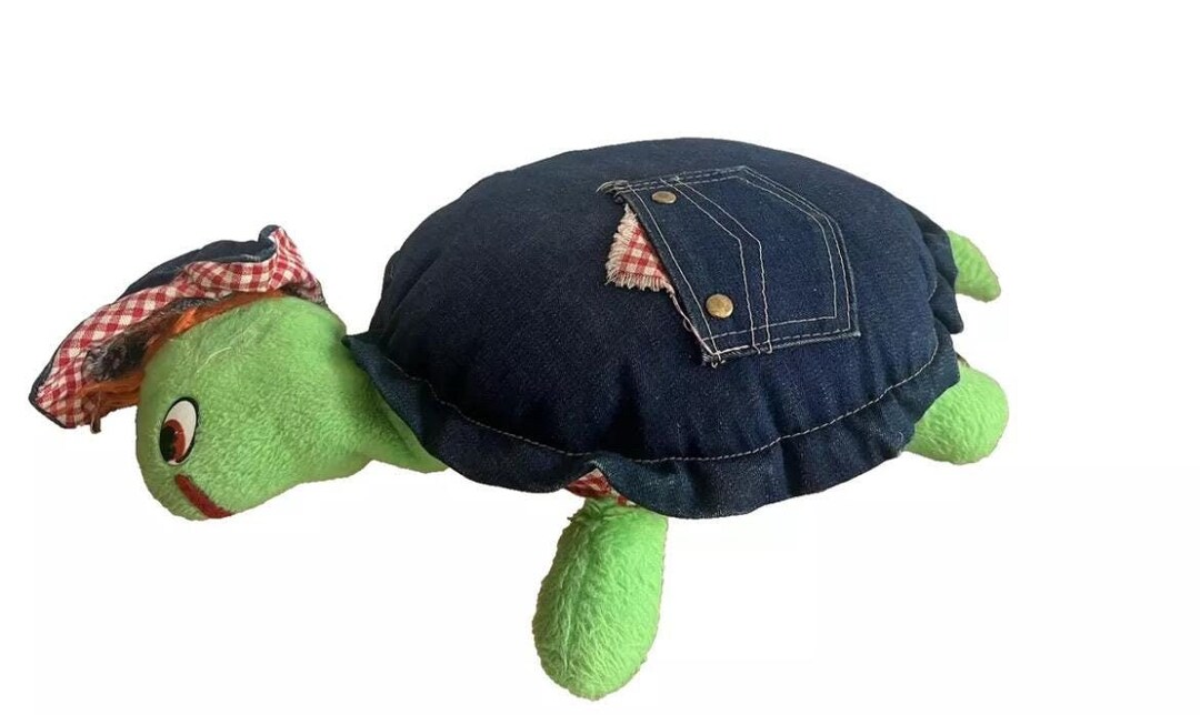 Vintage Knickerbocker Animals of Distinction Turtle Plush Stuffed Denim ...