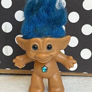 Vintage Ace Novelty Treasure Troll 3 Blue Hair Blue Eyes & - Etsy