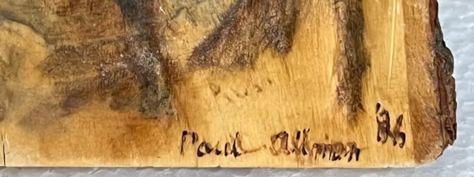 Vintage 1986 Hand Crafted 3D Bobcat Wood Carving on Tree Slab Signed ...