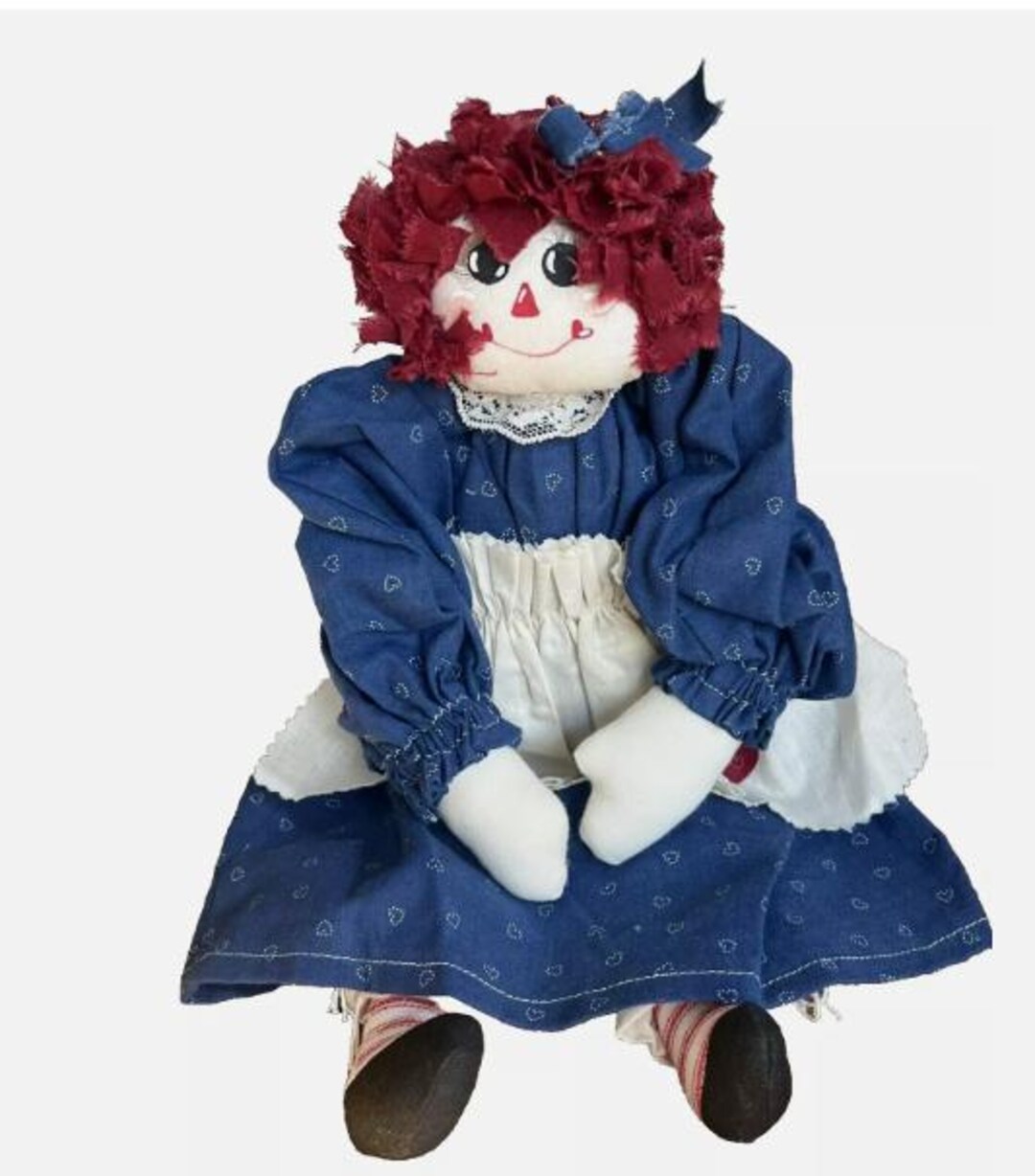 Vintage 14” Handmade Raggedy Ann Doll Look Alike Cloth Ragdoll Doll ...