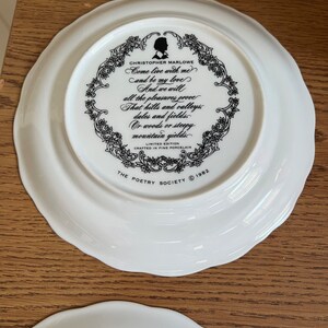Set (5)the Poetry Society 1982 Collector Plates Porcelain Limited ...