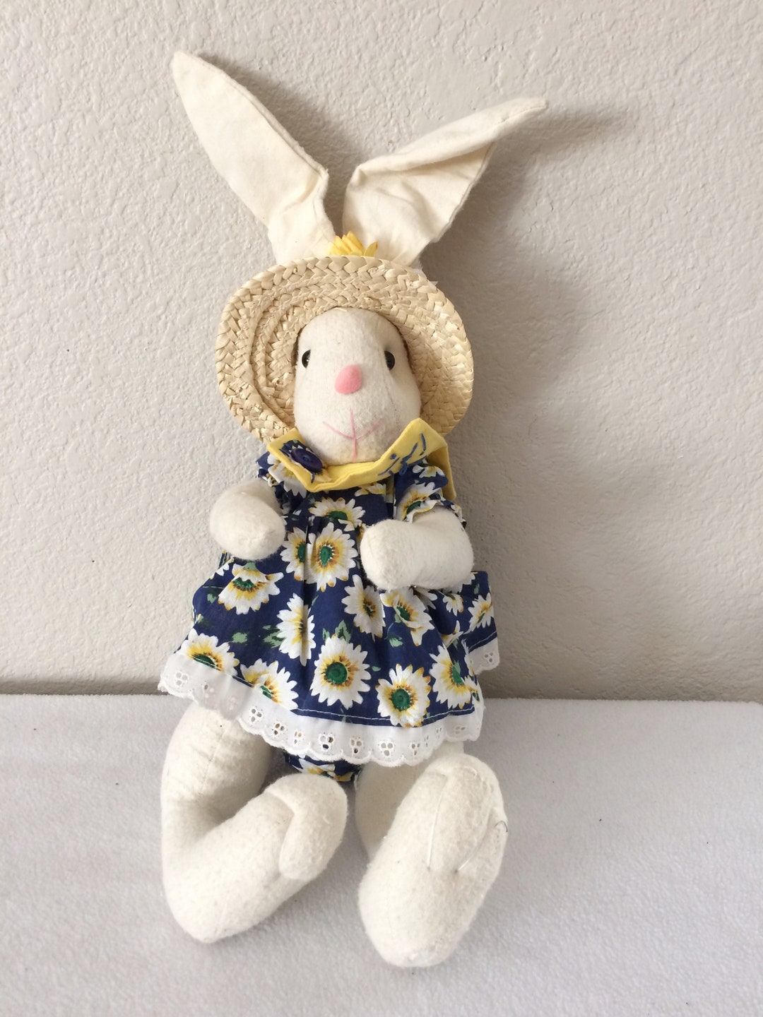 Anco 1996 Vintage Ear Soft Body Cloth Female Bunny Rabbit Doll 17 ...