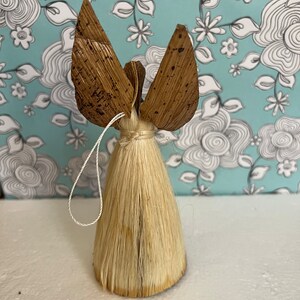 Vintage 6 1/4" Faceless Corn Husk Bamboo Winged Angel Ornament - Etsy