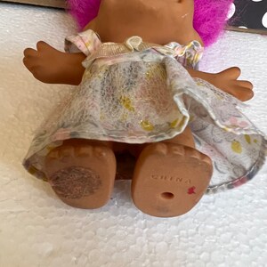 Vintage 4" Russ Troll Doll Baby Purple Hair Brown Eyes Pink Dress - Etsy