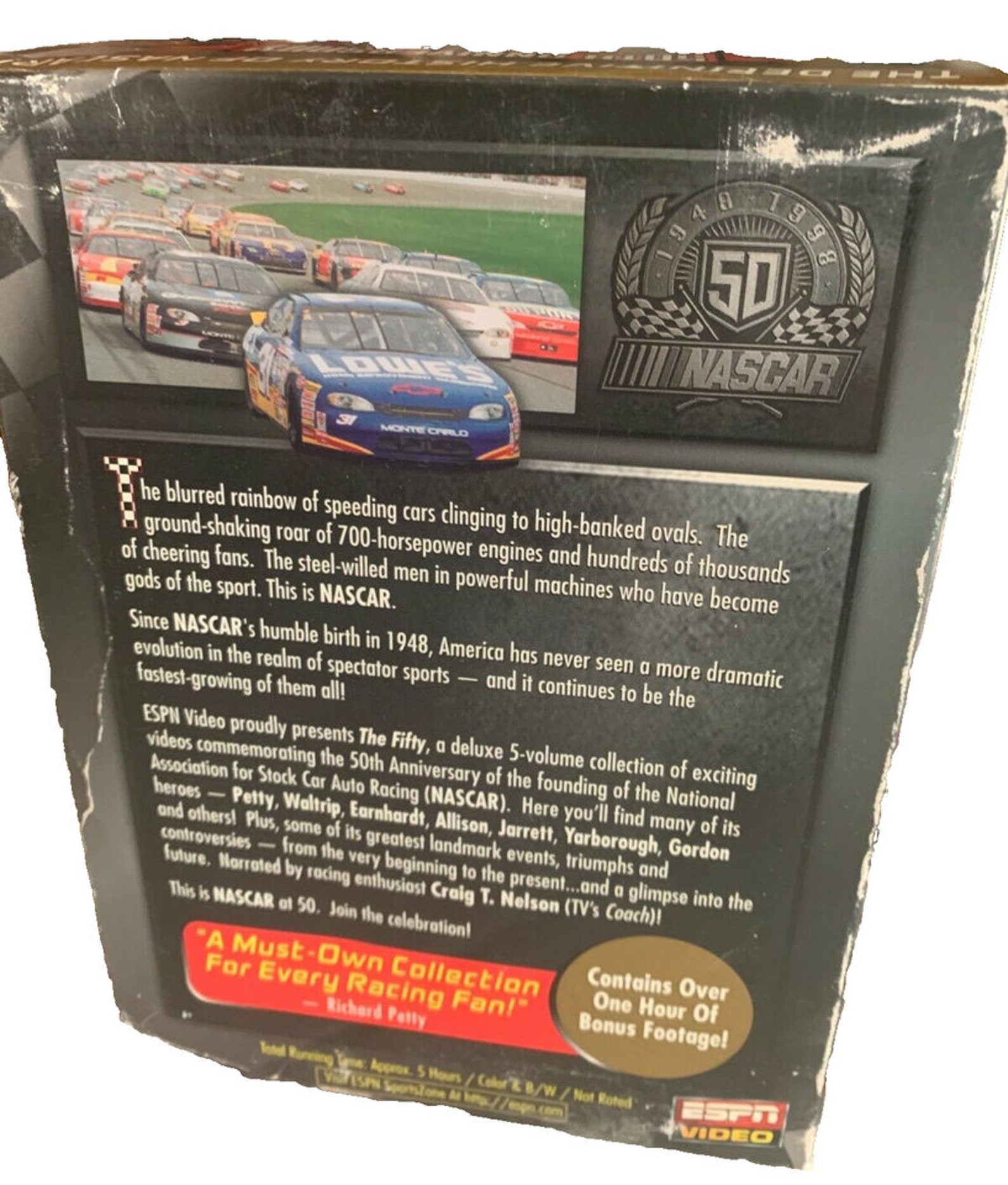 Vtg NASCAR - 50th Anniversary - ESPN Video - 5 VHS Tape Box Set ...