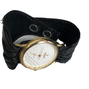 Vintage Ladies Consort Quartz Black Faux Leather Band - Etsy