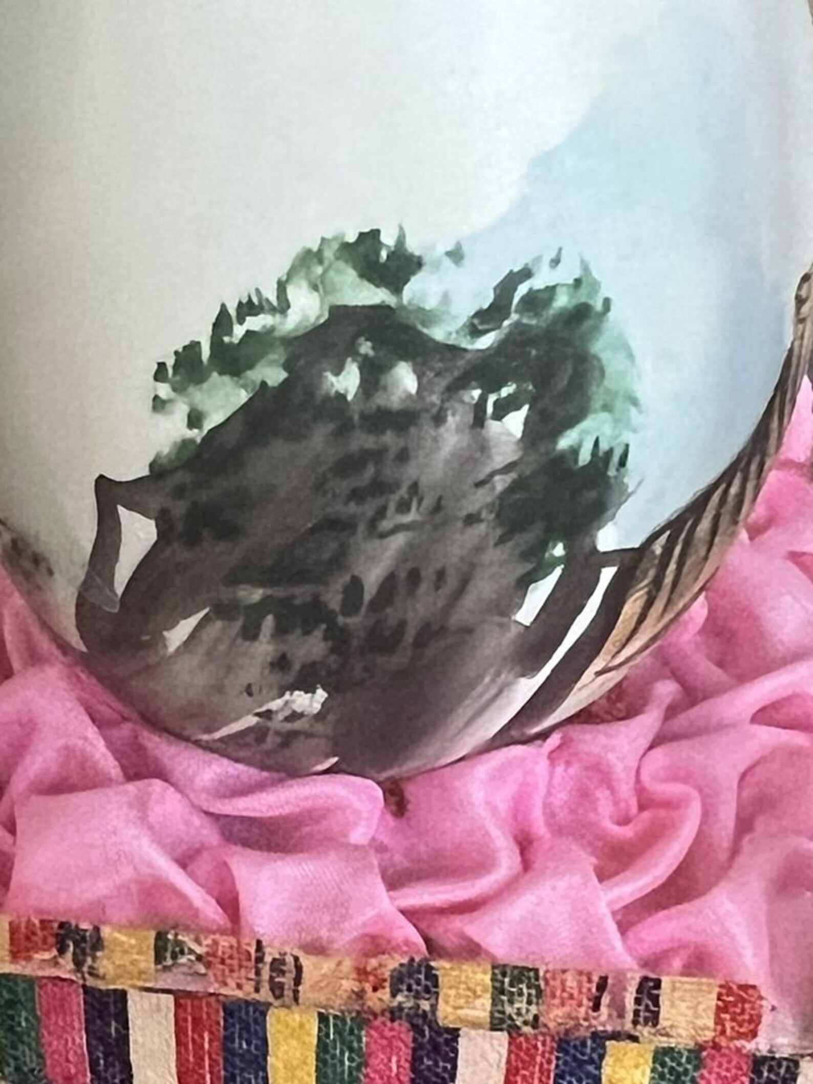 Vintage Tiger Hand Painted Egg Shell in Rainbow Clear Display Case 3 ...