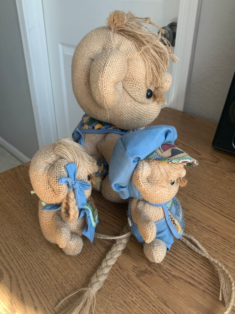 Vtg Set of 3 Handmade Burlap Broom Stuffed Mice Animals Family - Etsy